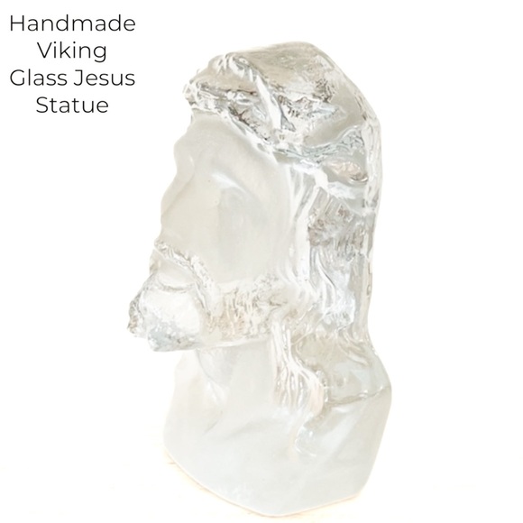 Viking | Accents | Vintage Viking Thick Glass Handmade Crystal Carved ...